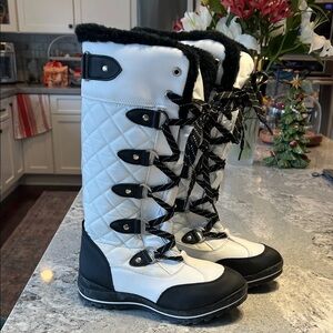 Aldo | Shoes | Sold Sold Sold Aldo Black White Quilted Winter Boots ...